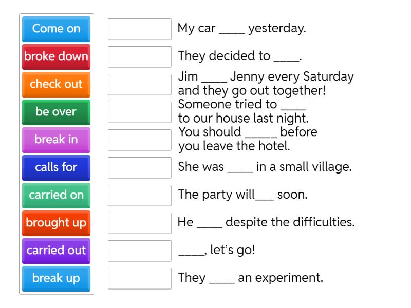 Phrasal verbs Set 1 matching - Match up