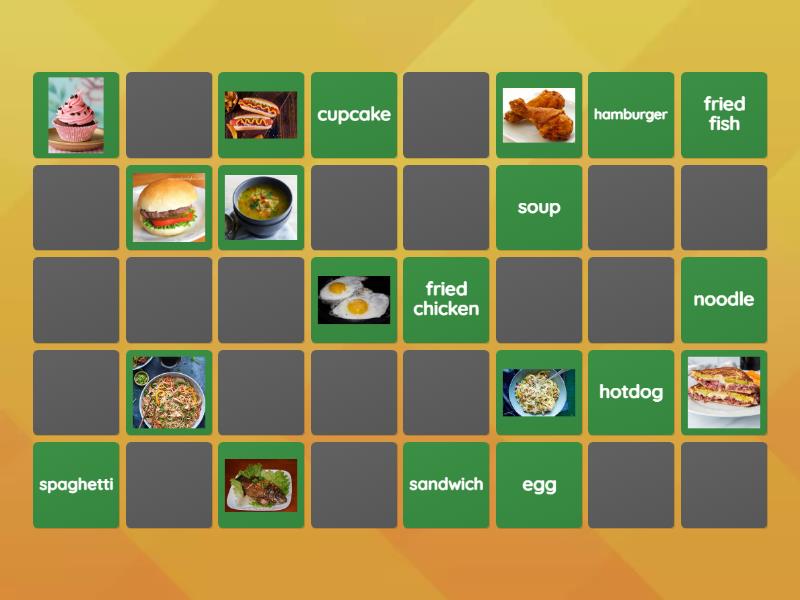 FOOD AND DRINK MEMORY GAME - Matching pairs