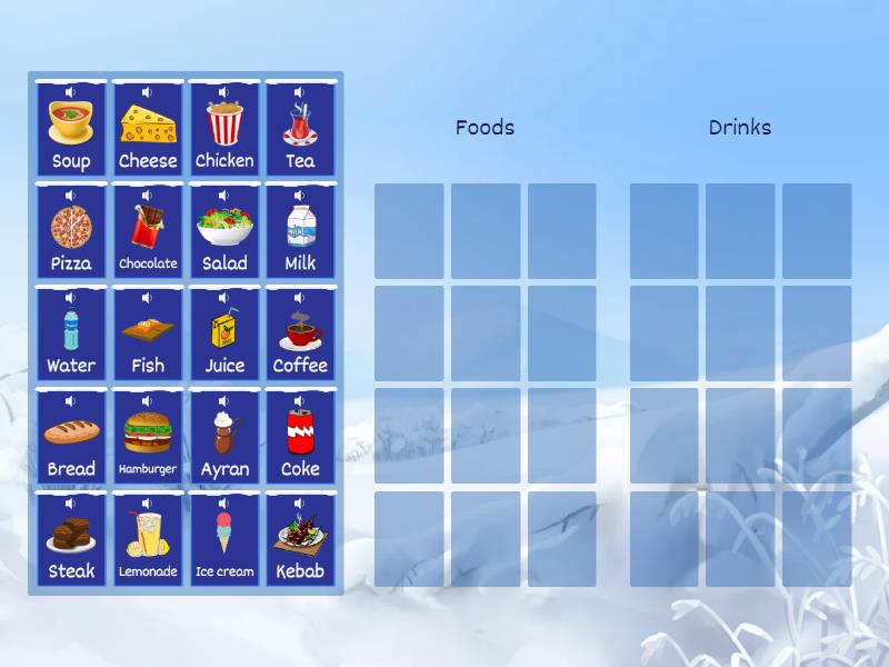 Foods And Drinks Sorting/Grouping - Classificação em grupos
