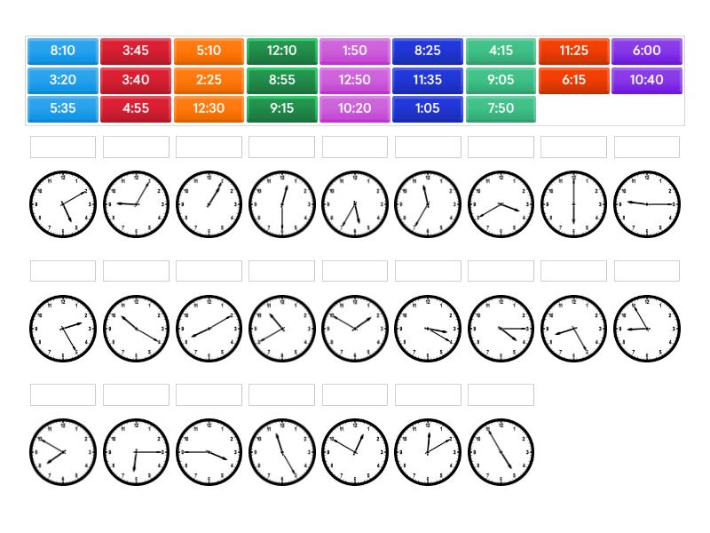 Telling Time in 5-minute Intervals - Match up