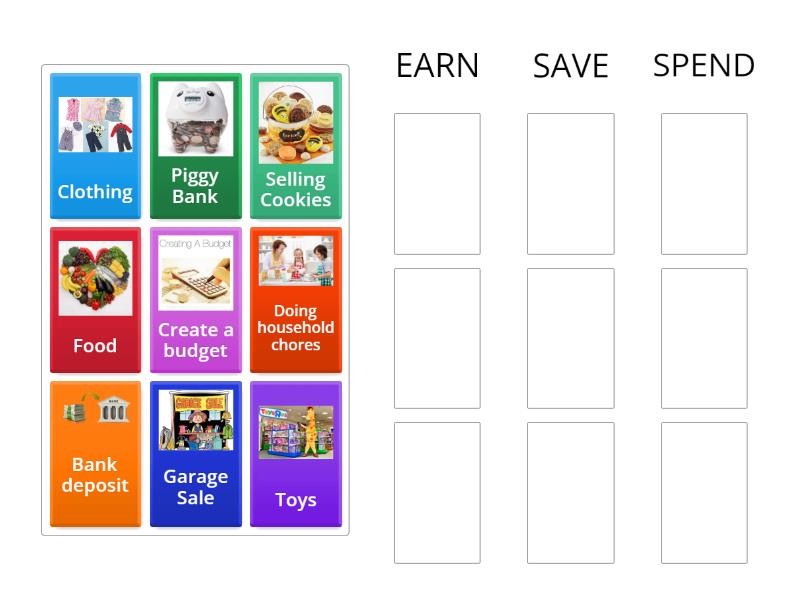 EARN. SAVE. SPEND. - Group sort