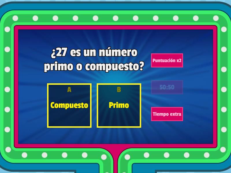 Números primos y compuestos - Gameshow quiz