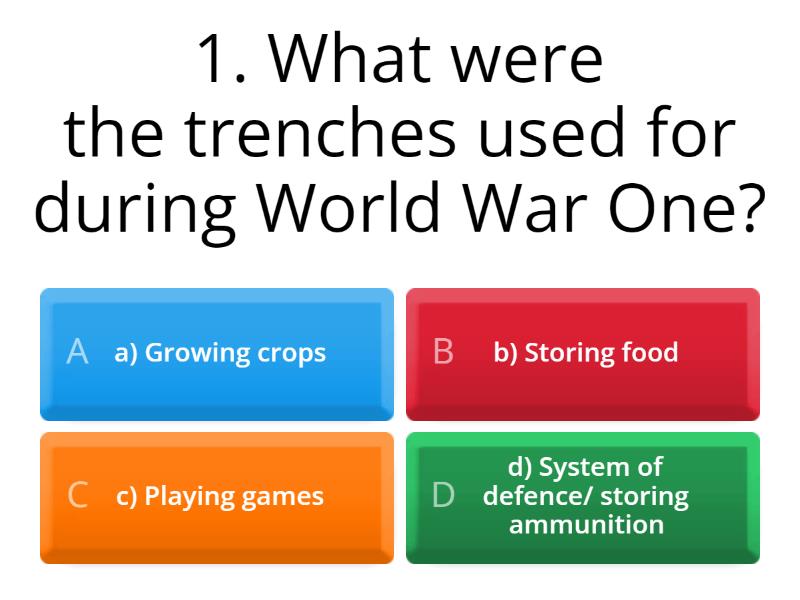 World War One - The Trenches - Quiz