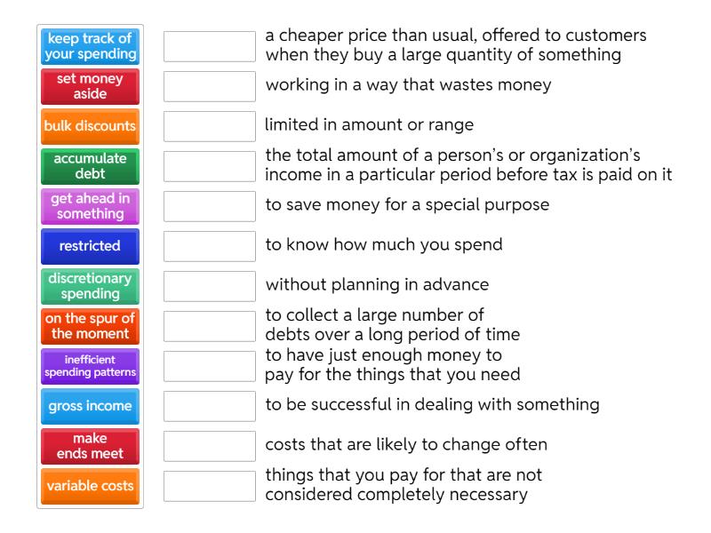 Handling Money - Match up