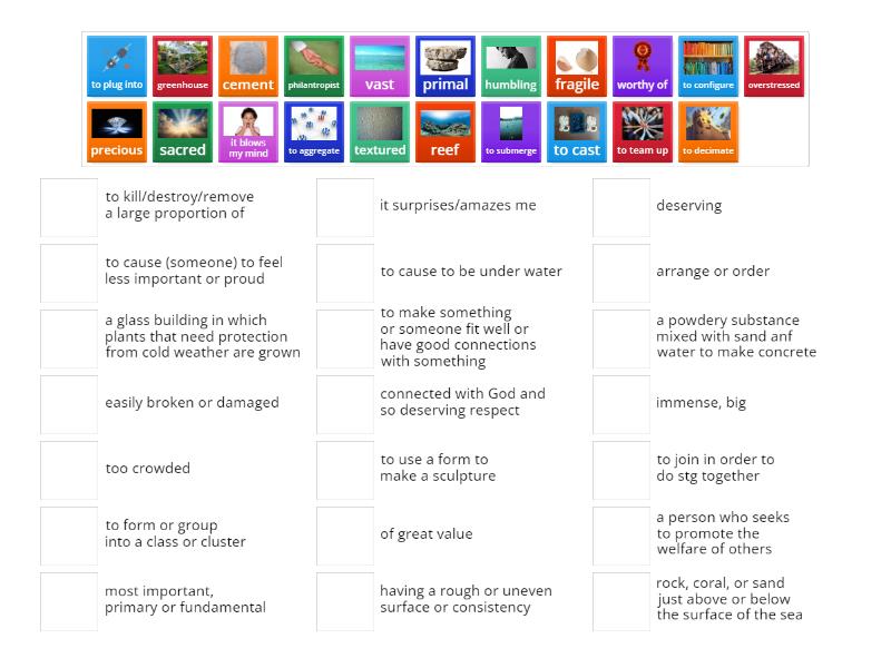 An Underwater Art Museum vocabulary - Match up