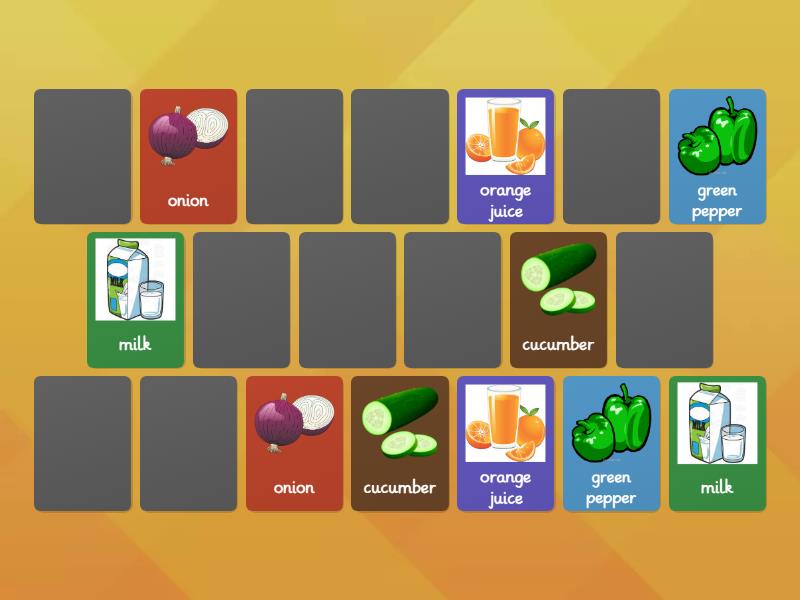 Let's Try 2 Unit 8 - Food Matching Game - Matching pairs