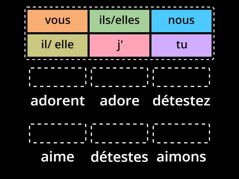 aimer- adorer- détester - Match up