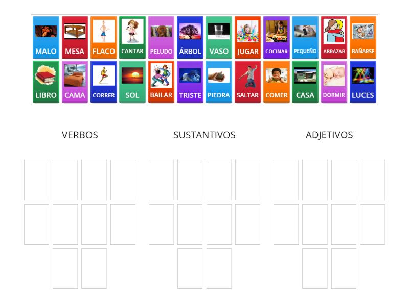 3) SUSTANTIVOS , VERBOS Y ADJETIVOS - Group sort