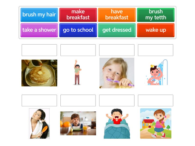 daily routine. Match. - Match up