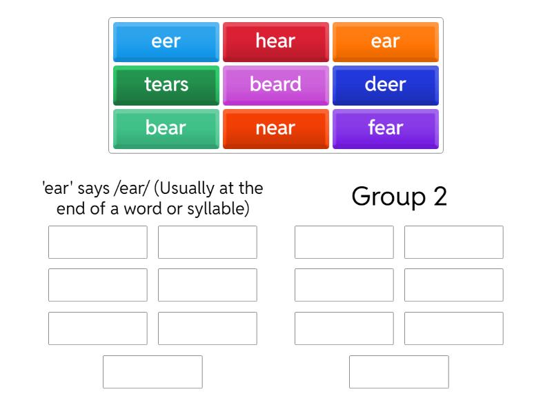 sounds of 'ear' - Group sort