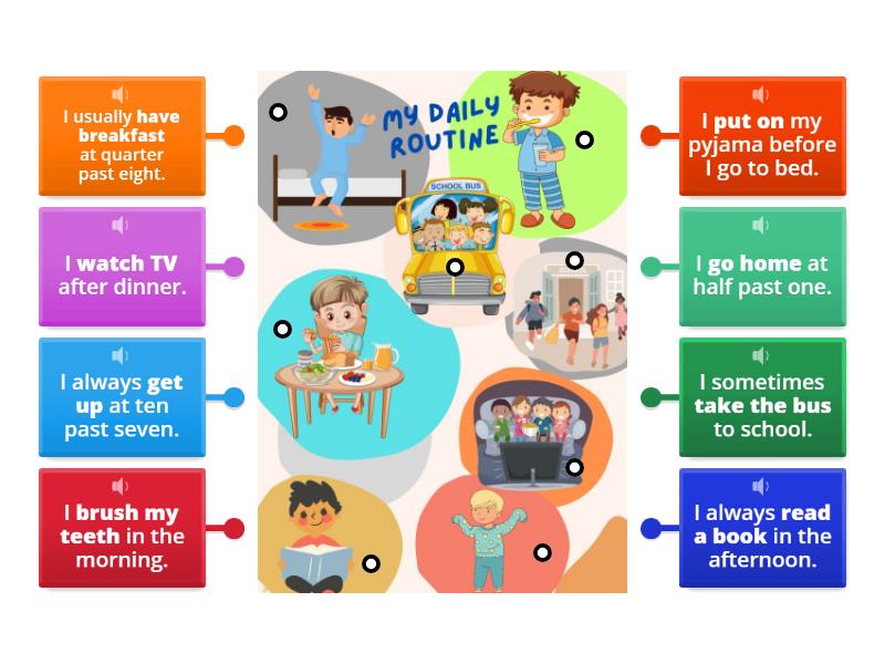 Daily routine - Labelled diagram