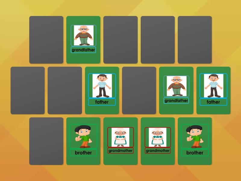 Family members memory game - Matching pairs