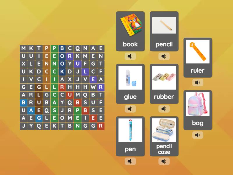 AS1 U2 School objects - Wordsearch