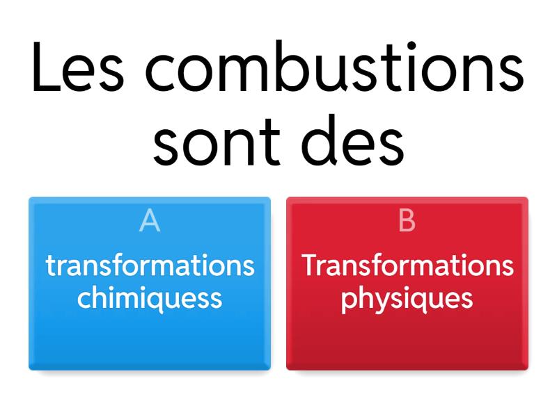 Les combustions - Quiz