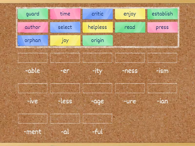 Matching noun and adjective -suffix - Match up