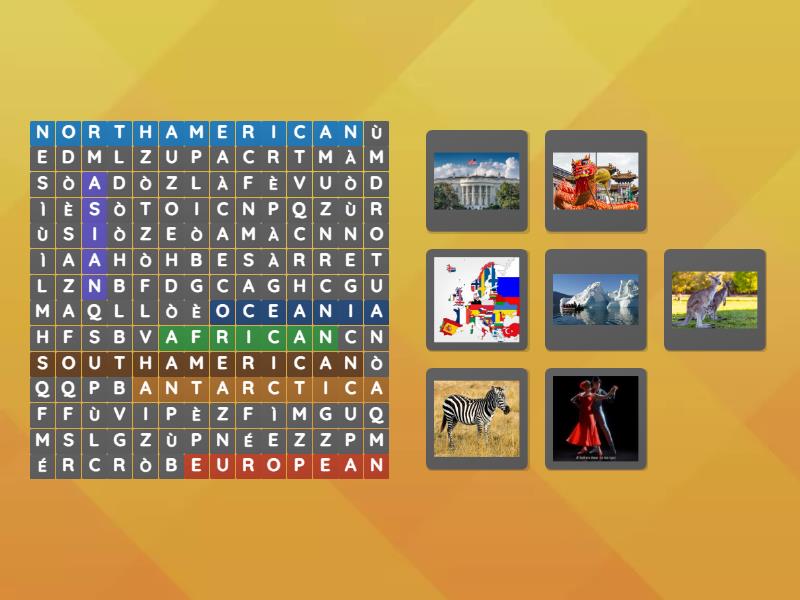 Find the continents! - Wordsearch