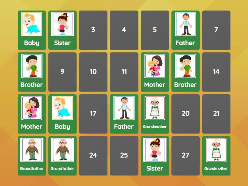 Memory Game - Family members - Matching pairs