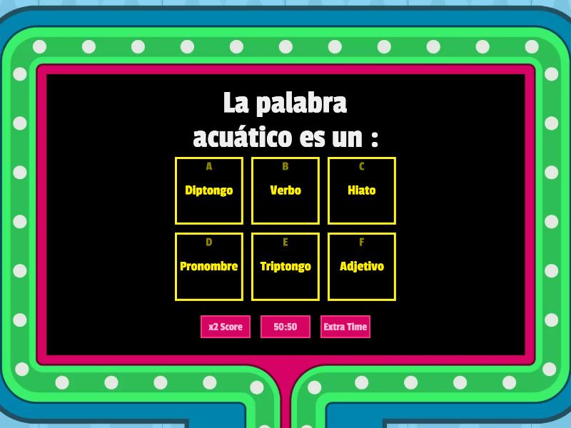 Juego interactivo con Triptongos, diptongos e hiatos - Game show de TV