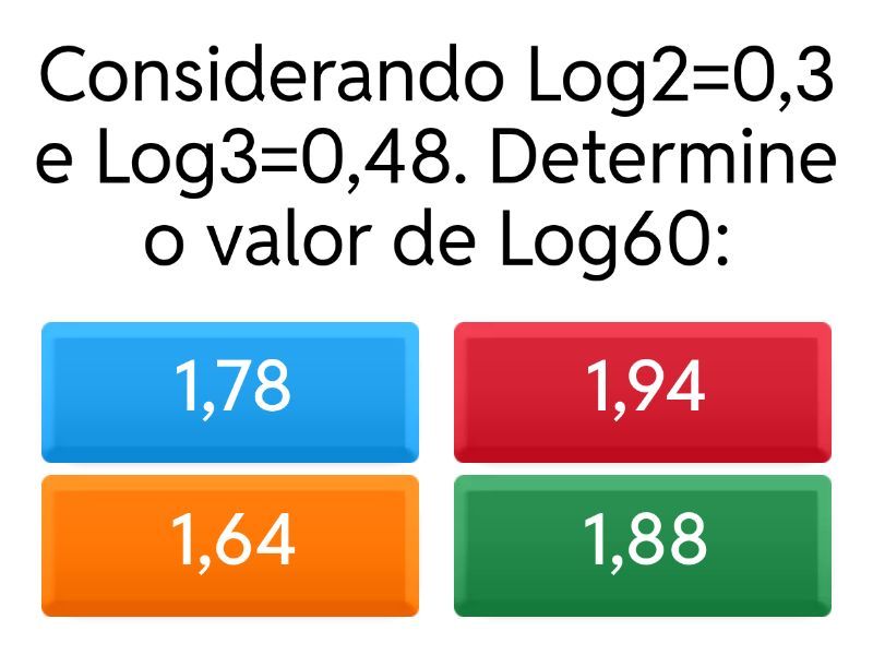 EXPONENCIAL E LOGARITMO - Questionário