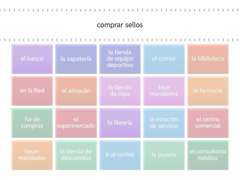 U3 Hacer Mandados: Running Errands -- Match the PLACE to the ACTIVITY ...