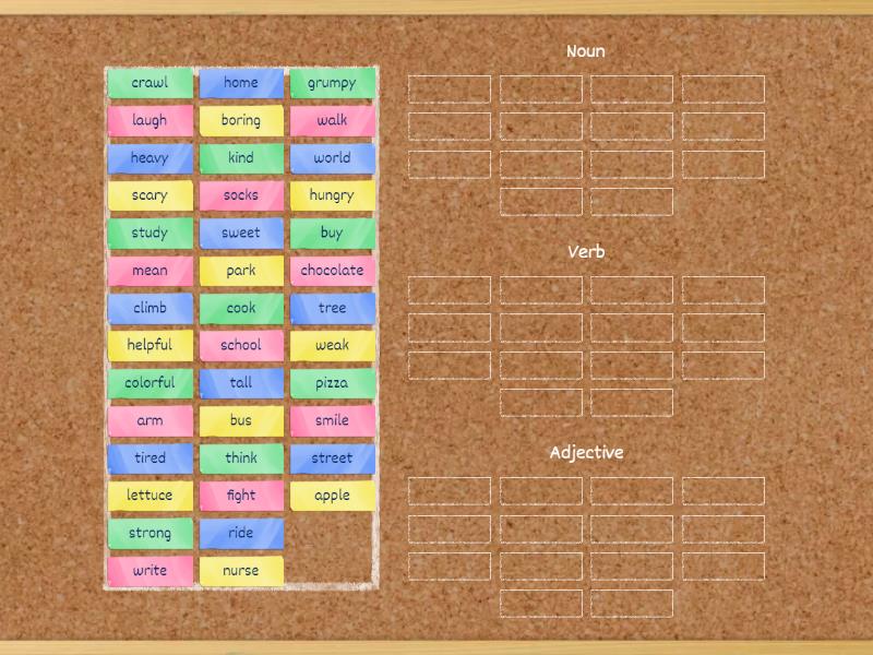 CKLA Noun, Verb, Adjective Sort - Group sort