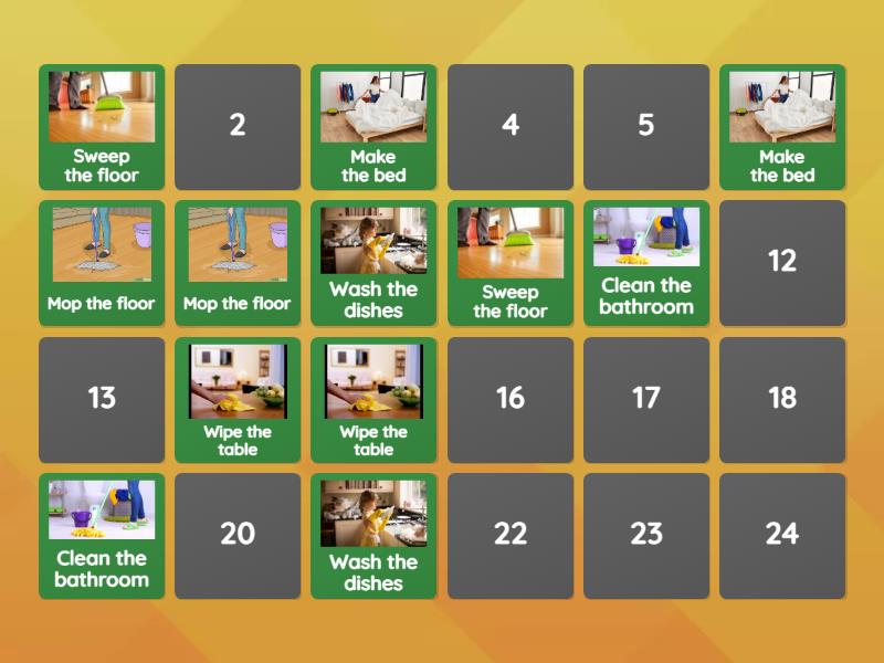 Household Chores - Vocabulary - Matching pairs