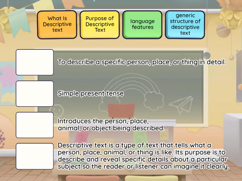 COMPREHENSION TEST (DESCRIPTIVE TEXT) - Match up