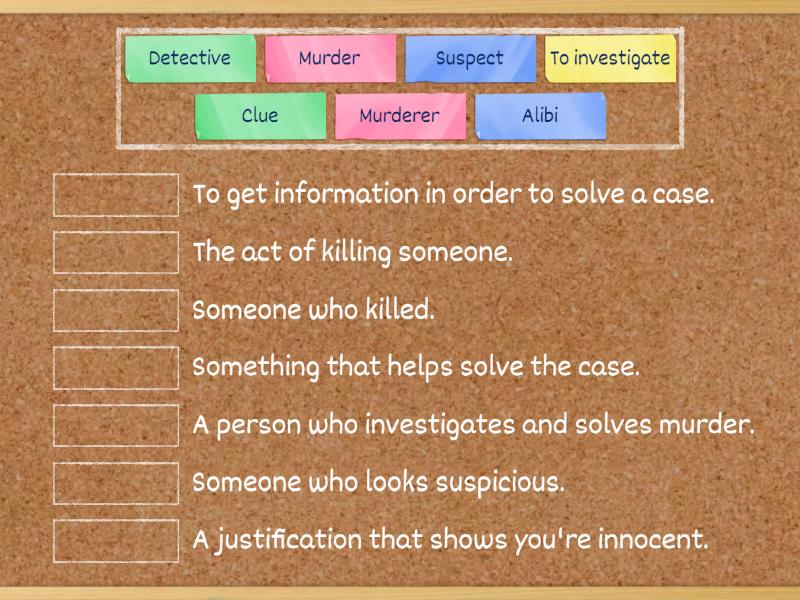 Detective stories - vocabulary - Match up