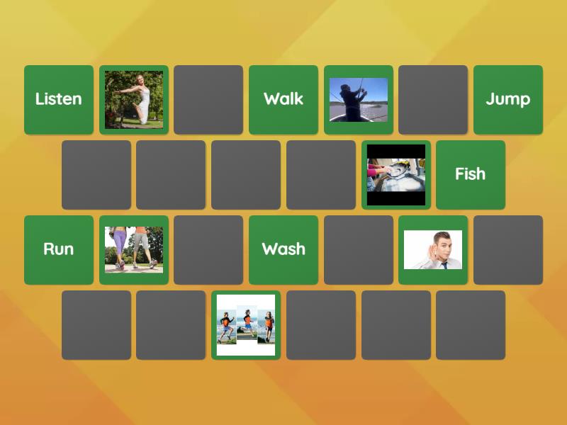 Action verbs - Memory Game - Matching pairs
