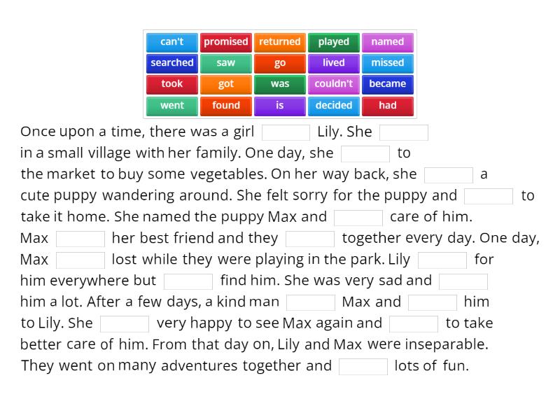 Past Simple Story 1 - Complete the sentence