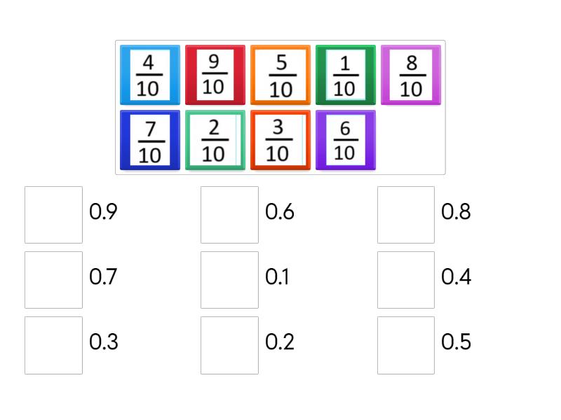 EP6 Matching Fractions & Decimals - Match up