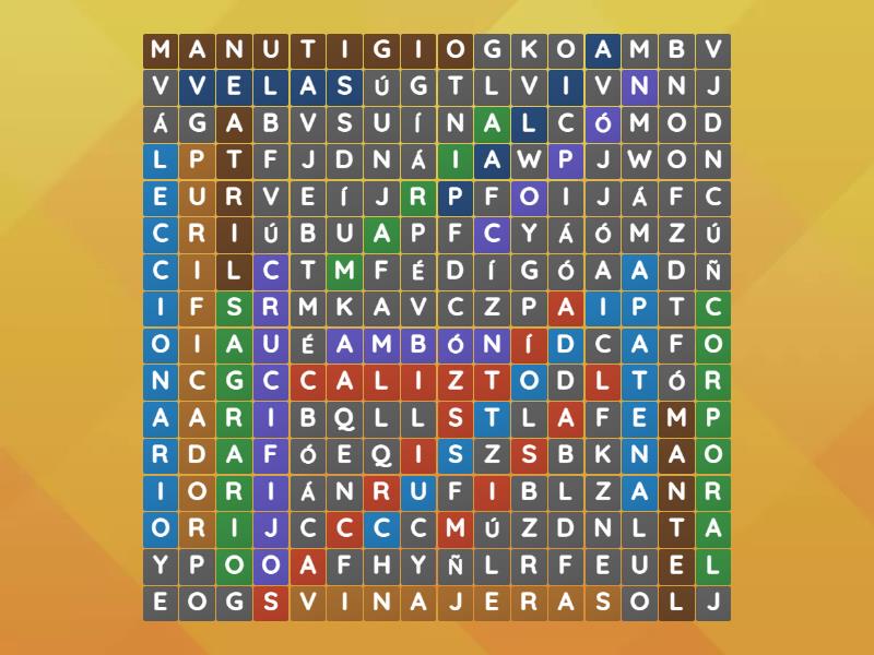 SOPA DE LETRAS DEL ALTAR Y SU OBJETOS - शब्द खोज