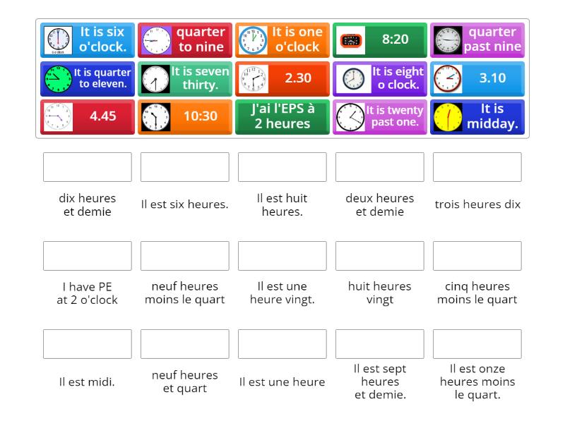 Quelle heure est-il? - Match up