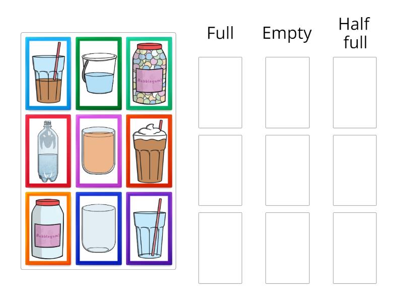 Full, Half full, empty - Group sort