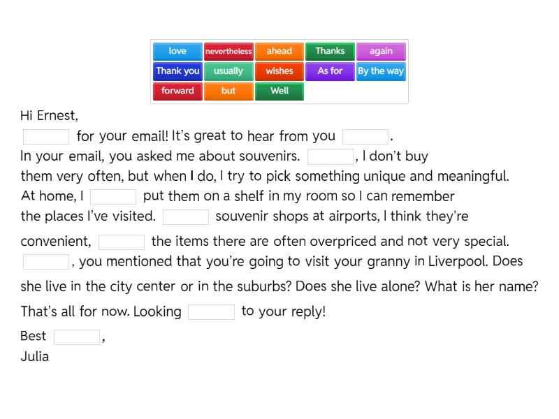 EGE MAIL - Complete the sentence