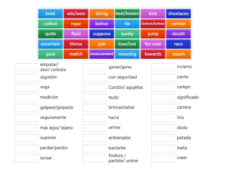 vocabulary - Match up
