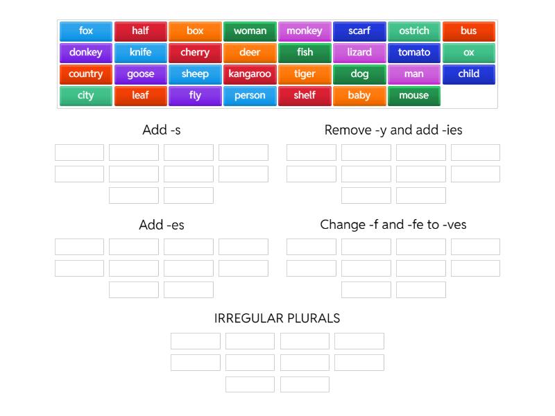Irregular plurals - Group sort