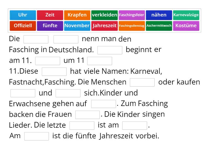 Fasching - Complete the sentence