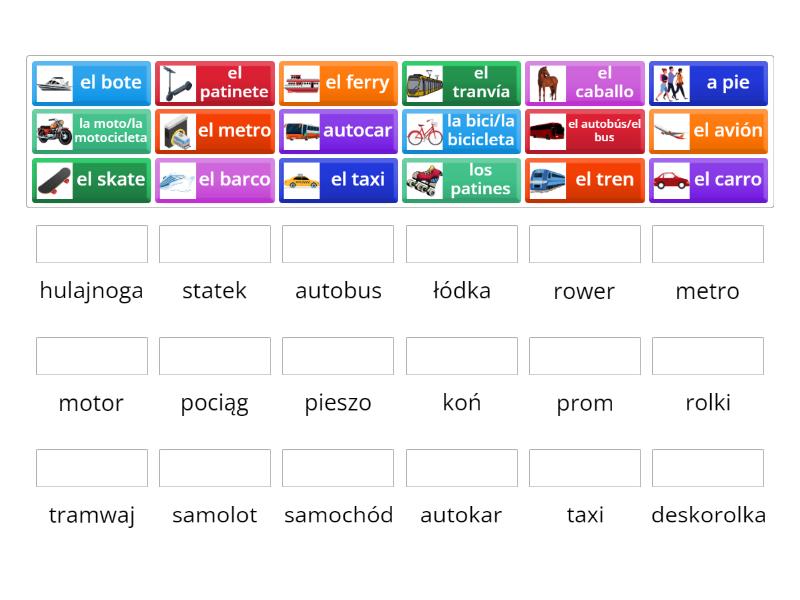 LOS MEDIOS DE TRANSPORTE VOCABULARIO - Match up