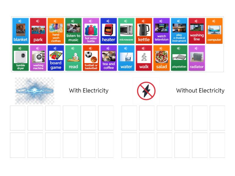 With our without electricity - Group sort