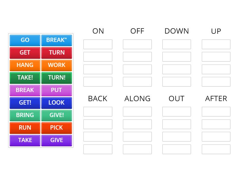 Match the verb with the preposition - Group sort
