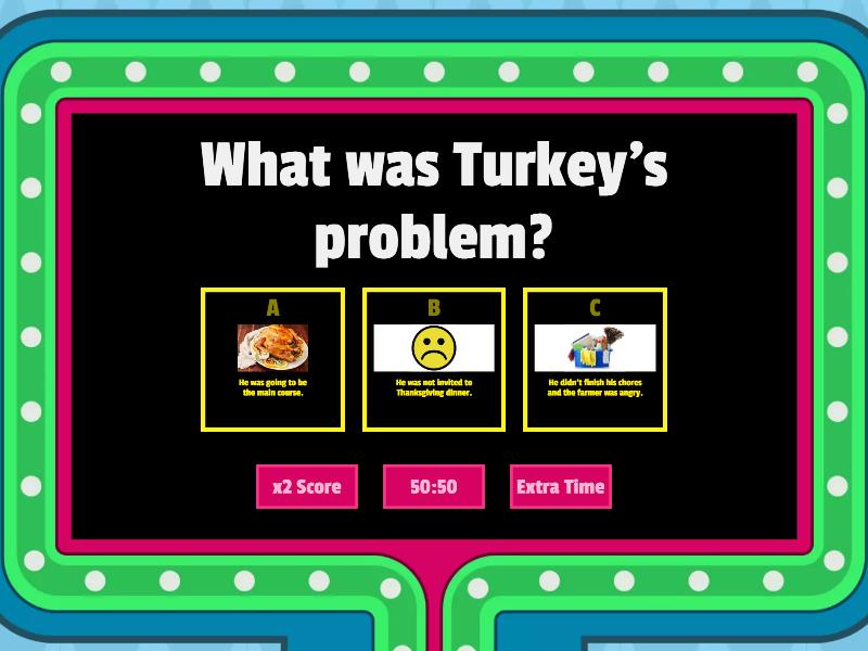Turkey Trouble comprehension questions - Gameshow quiz