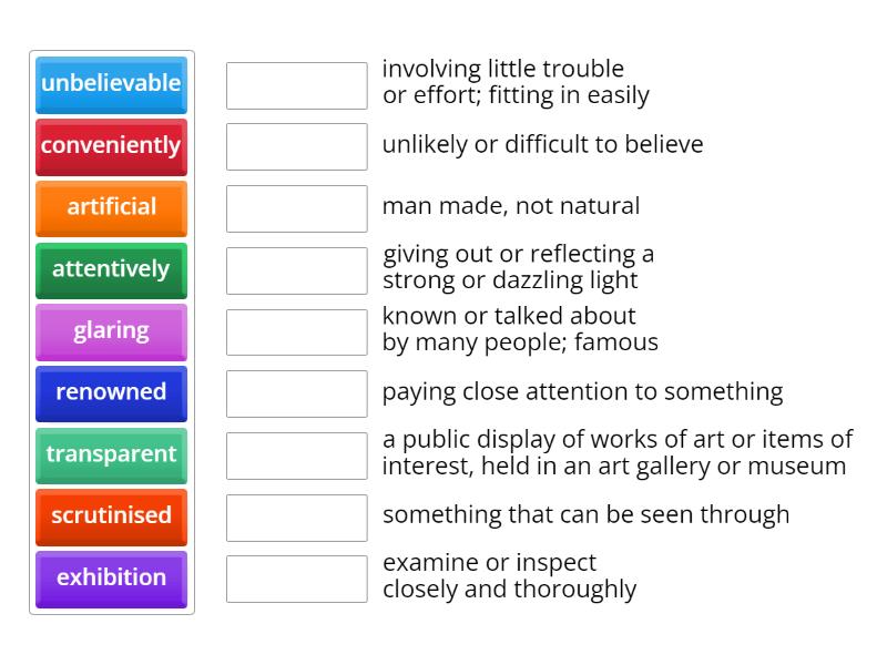 Mystery at the Museum - Vocabulary - Match up