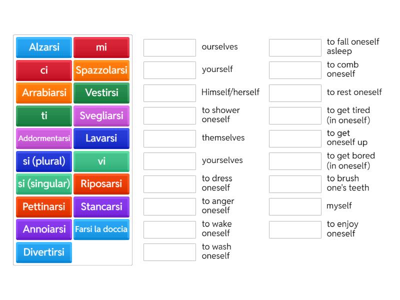 Reflexive verbs - infinitives - Match up