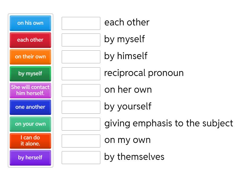 Reflexive Pronouns / Reciprocal Pronouns - Match up