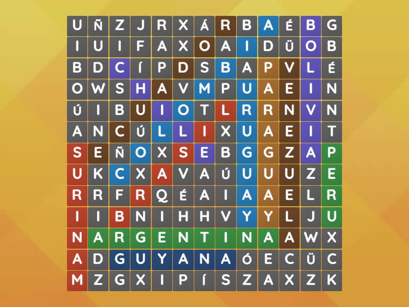 sopa de letras de los paises de sudamerica - Wordsearch