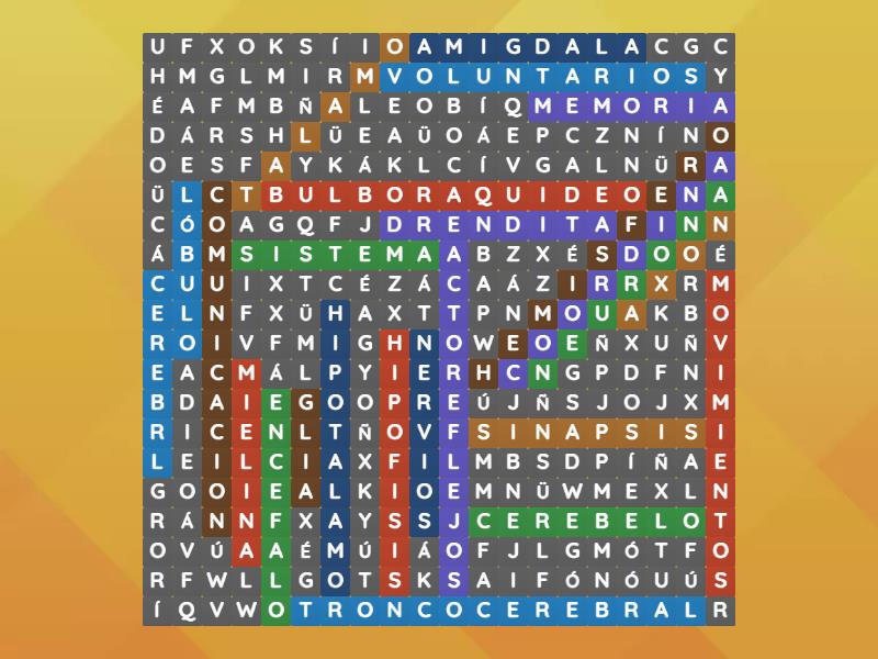 Sopa de letras del sistema nervioso y cerebro - Wordsearch