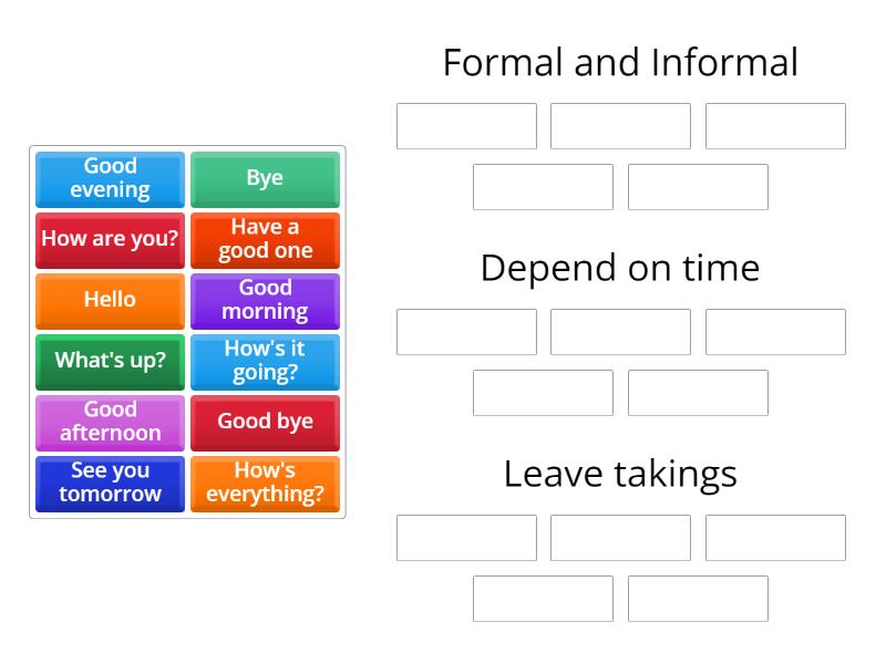 Greetings and Leave takings - Group sort