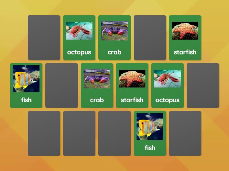Ocean Animals - Memory Game - Matching pairs