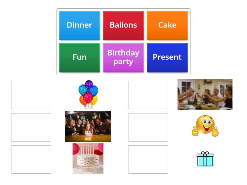 Birthday vocabulary - Match up